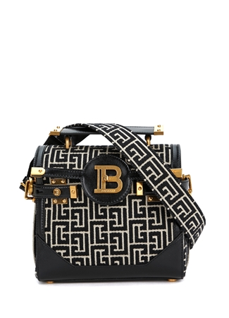 Balmain Kadın B Buzz 23 Siyah Ekru Jakarlı Omuz Çantası EU Balmain Kadın B Buzz 23 Siyah Ekru Jakarlı Omuz Çantası EU