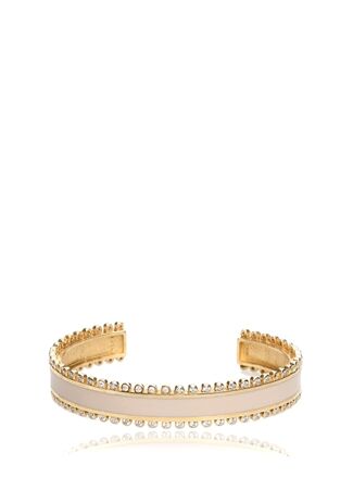 Mers Kadın Nude Taş Detaylı Gümüş Rengi Bilezik Pembe EU