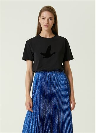 Beymen Club Kadın Siyah Tonal Logolu T-shirt XS