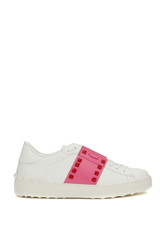Valentino Garavani Kadın Open Beyaz Pembe Logolu Deri Sneaker 35.5 EU Valentino Garavani Kadın Open Beyaz Pembe Logolu Deri Sneaker 35.5 EU