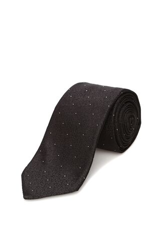 Pal Zileri Erkek Siyah Mikro Desenli İpek Kravat EU