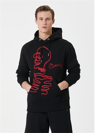 Givenchy Erkek Siyah Kapüşonlu Kurukafa Nakışlı Sweatshirt Kırmızı M Eu Givenchy Erkek Siyah Kapüşonlu Kurukafa Nakışlı Sweatshirt Kırmızı M Eu