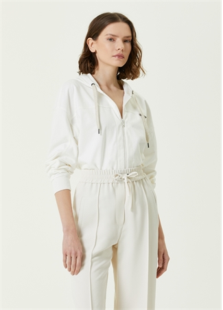 Brunello Cucinelli Kadın Beyaz Kapüşonlu Sweatshirt S EU Brunello Cucinelli Kadın Beyaz Kapüşonlu Sweatshirt S EU
