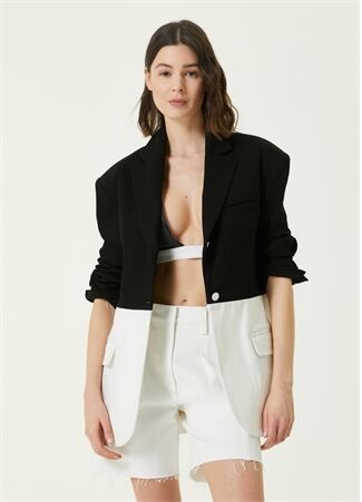 Cekette Kadın Siyah Ekru Denim Blazer Bej S EU