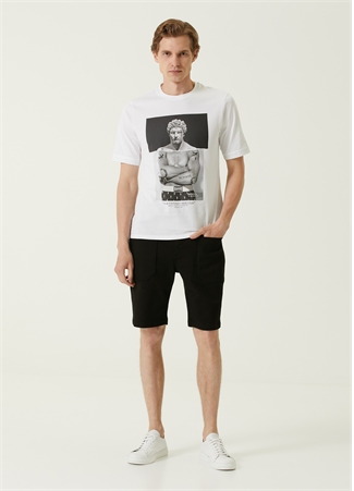 Neil Barrett Erkek Siyah Düşük Bel Kargo Denim Bermuda 32 US