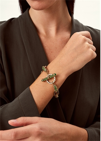 Mon Reve Kadın Gradella Altın Rengi Kaplama Pirinç Bileklik Yeşil EU Mon Reve Kadın Gradella Altın Rengi Kaplama Pirinç Bileklik Yeşil EU