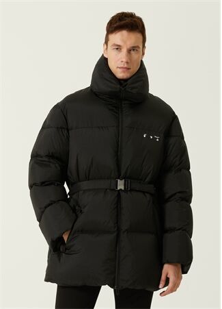 Off-White Erkek Siyah Dik Yaka Kemerli Puff Mont M EU Off-White Erkek Siyah Dik Yaka Kemerli Puff Mont M EU