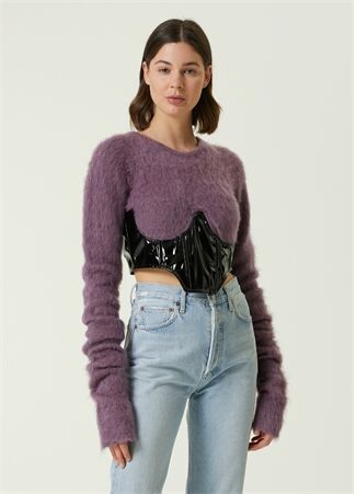 Gcds Kadın Mor Logolu Garni Detaylı Cropped Kazak S EU Gcds Kadın Mor Logolu Garni Detaylı Cropped Kazak S EU