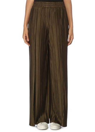 Alice+Olivia Kadın Elba Haki Pilili Yırtmaç Detaylı Pantolon XS EU