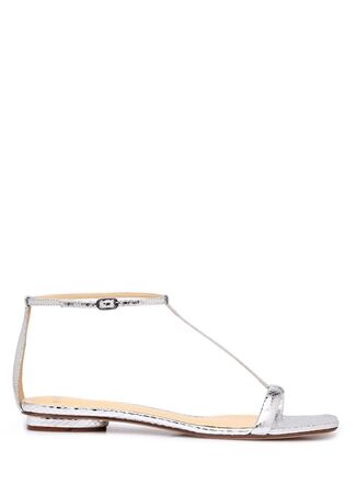 Alexandre Birman Kadın Silver Dokulu Deri Sandalet Gri 0 US