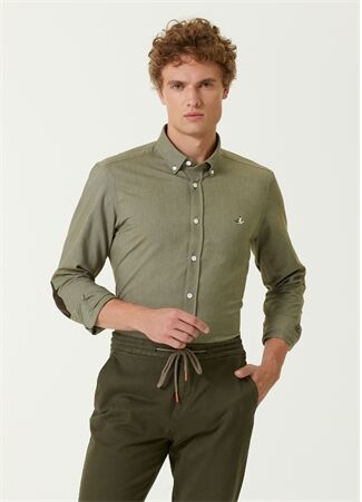 Beymen Club Erkek Slim Fit Haki Süet Garnili Oxford Gömlek S Beymen Club Erkek Slim Fit Haki Süet Garnili Oxford Gömlek S
