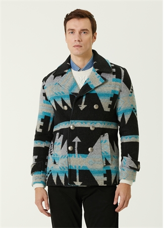 Frontstreet 8 Erkek Mavi Siyah Etnik Desenli Kaban 46 IT Frontstreet 8 Erkek Mavi Siyah Etnik Desenli Kaban 46 IT