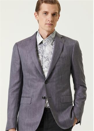 Pal Zileri Erkek Gri Kelebek Yaka Yün Ceket Bordo 48 IT