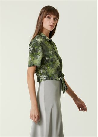 Allsaints Kadın Yeşil Çiçekli Beli Bağcıklı Gömlek 4 UK