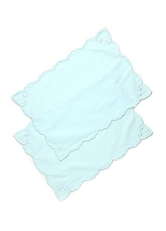 Paon Mavi Kenarı Nakışlı 2li Amerikan Servis Seti Yeşil