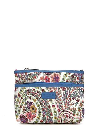 Etro Kadın Mavi Beyaz Çiçek Desenli Makyaj Çantası EU