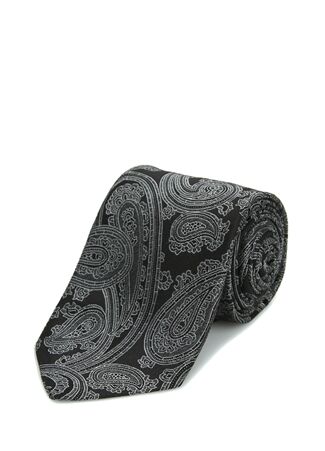 Beymen Collection Erkek Siyah Şal Desenli İpek Kravat EU IT