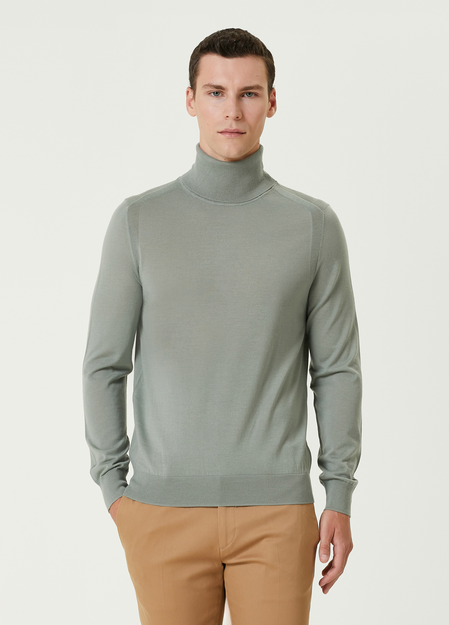 Paul Smith Açık Yeşil Erkek Açık Yeşil Balıkçı Yaka Merino Kazak ...