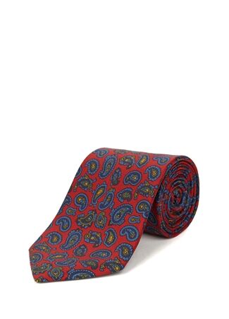 Etro Erkek Kırmızı Mikro Şal Desenli İpek Kravat EU