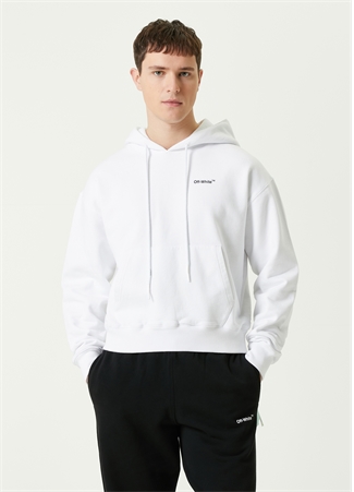 Off-White Erkek Beyaz Kapüşonlu Logolu Sweatshirt S EU Off-White Erkek Beyaz Kapüşonlu Logolu Sweatshirt S EU