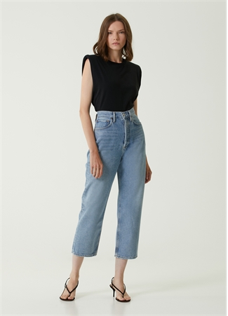 Agolde Kadın Mavi Yüksek Bel Organik Pamuk Jean Pantolon 24 US