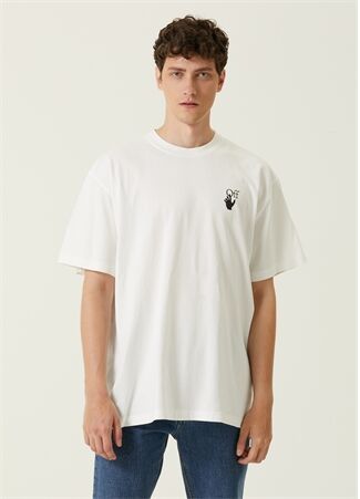 Off-White Erkek Beyaz Logo Detaylı T-shirt S EU