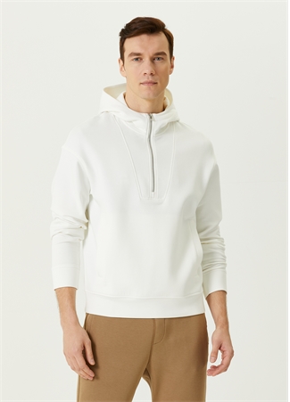 Emporio Armani Erkek Beyaz Kapüşonlu Logo Detaylı Sweatshirt L EU Emporio Armani Erkek Beyaz Kapüşonlu Logo Detaylı Sweatshirt L EU