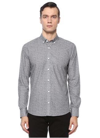Beymen Club Erkek Slim Fit Gri Üçgen Baskılı Gömlek S
