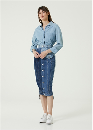 Red Valentino Kadın Mavi Yüksek Bel Denim Etek 38 IT Red Valentino Kadın Mavi Yüksek Bel Denim Etek 38 IT