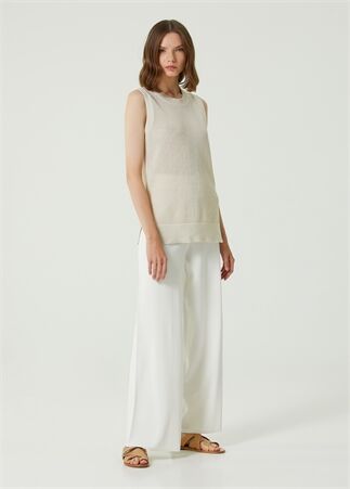 Joseph Kadın Ekru Örgü Dokulu Kolsuz Triko Bej S EU