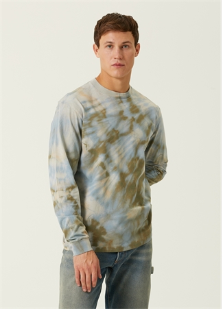 John Elliott Erkek Mavi Haki Batik Desenli Bisiklet Yaka T-shirt L EU John Elliott Erkek Mavi Haki Batik Desenli Bisiklet Yaka T-shirt L EU