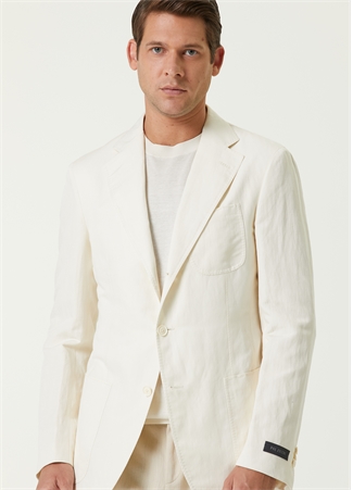 Pal Zileri Erkek Beyaz Kırlangıç Yaka Keten Ceket 48 IT Pal Zileri Erkek Beyaz Kırlangıç Yaka Keten Ceket 48 IT