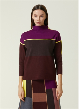 Victoria by Beckham Kadın Dik Yaka Colorblock Kazak S EU Victoria by Beckham Kadın Dik Yaka Colorblock Kazak S EU