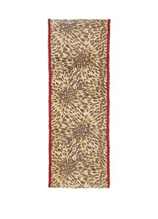 Beymen Hediye Kadın Bej Bordo Leopar Desenli Yün Şal EU