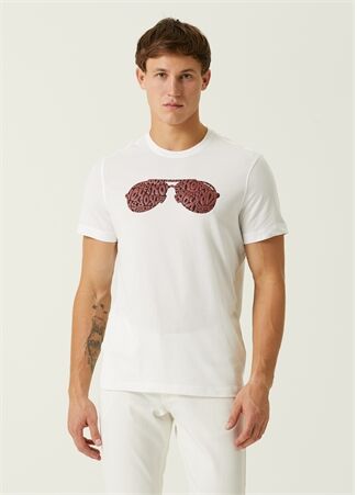 Michael Kors Erkek Beyaz Güneş Gözlüğü Baskılı T-shirt S EU