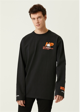 Heron Preston Erkek Siyah Logo Baskılı Uzun Kollu T-shirt M EU Heron Preston Erkek Siyah Logo Baskılı Uzun Kollu T-shirt M EU