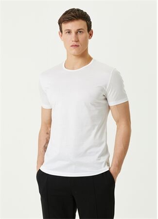 Zegna Erkek Beyaz Logo Detaylı T-shirt XL EU