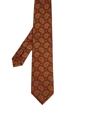 Isaia Erkek Colorblocked Şal Desenli İpek Kravat EU Isaia Erkek Colorblocked Şal Desenli İpek Kravat EU