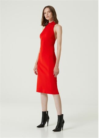 Givenchy Kadın Kırmızı Sırt Detaylı Midi Elbise XS EU