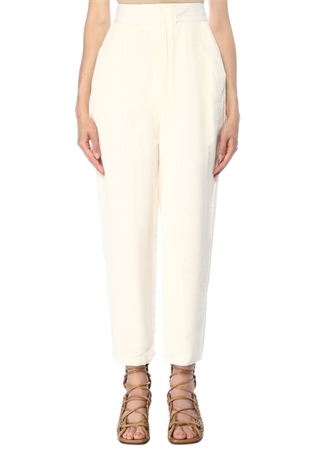 Stella McCartney Kadın Ekru Yüksek Bel Bol Kesim Pantolon Bej 42 IT Stella McCartney Kadın Ekru Yüksek Bel Bol Kesim Pantolon Bej 42 IT