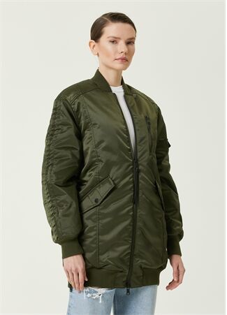 Allsaints Kadın Margot Haki Dik Yaka Bomber Ceket 4 UK Allsaints Kadın Margot Haki Dik Yaka Bomber Ceket 4 UK