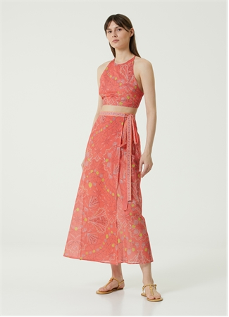 Emilio Pucci Mare Kadın Mercan Desenli Midi Anvelop Etek Kırmızı 42 IT Emilio Pucci Mare Kadın Mercan Desenli Midi Anvelop Etek Kırmızı 42 IT
