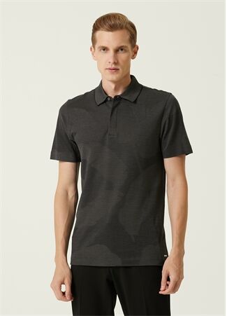 Boss Erkek Siyah Desenli Polo Yaka T-shirt S EU