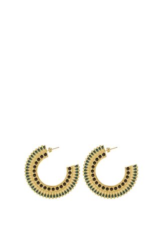 Hipanema Kadın Gold Taş Detaylı Küpe Siyah EU