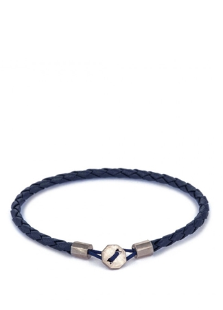 AtolyeWolf Erkek Lacivert Örgü Dokulu Deri Bileklik EU AtolyeWolf Erkek Lacivert Örgü Dokulu Deri Bileklik EU