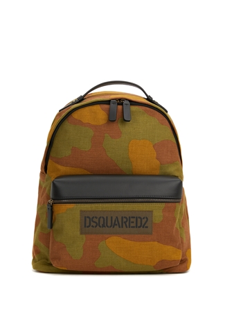 Dsquared2 Erkek Badge Kamuflaj Desenli Sırt Çantası Kahverengi EU