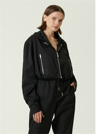 Givenchy Kadın Siyah Kapüşonlu Logo Desenli Ceket 36 FR Givenchy Kadın Siyah Kapüşonlu Logo Desenli Ceket 36 FR