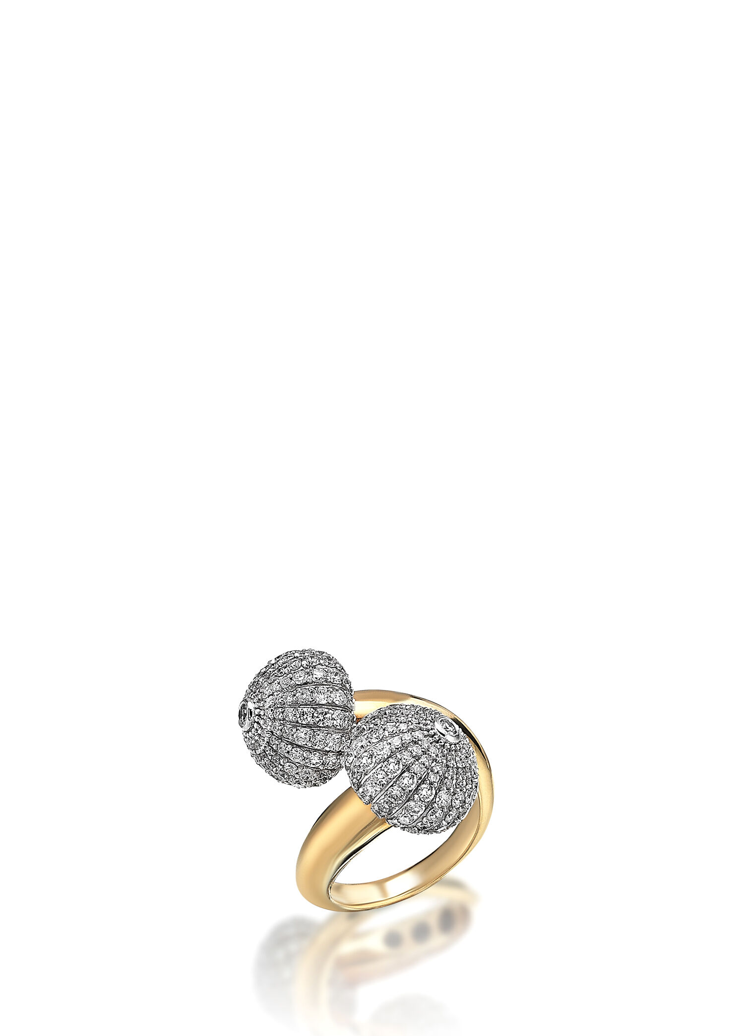 Oriental Monkey - Starry Double Dome Diamonds Women's Gold Ring
