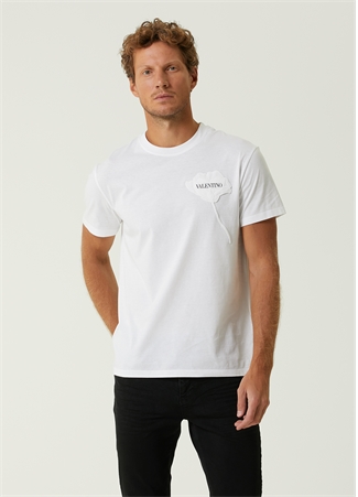 Valentino Erkek Beyaz Logo Patchli T-shirt S EU Valentino Erkek Beyaz Logo Patchli T-shirt S EU