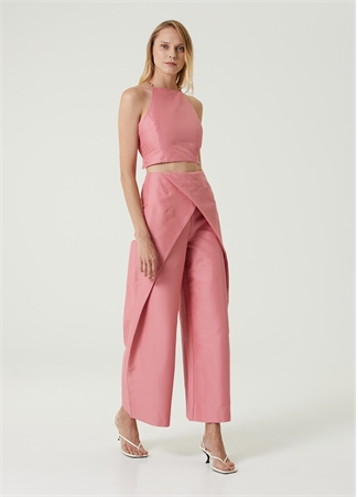 Cult Gaia Kadın Pembe Kat Detaylı Bol Paça Pantolon S EU